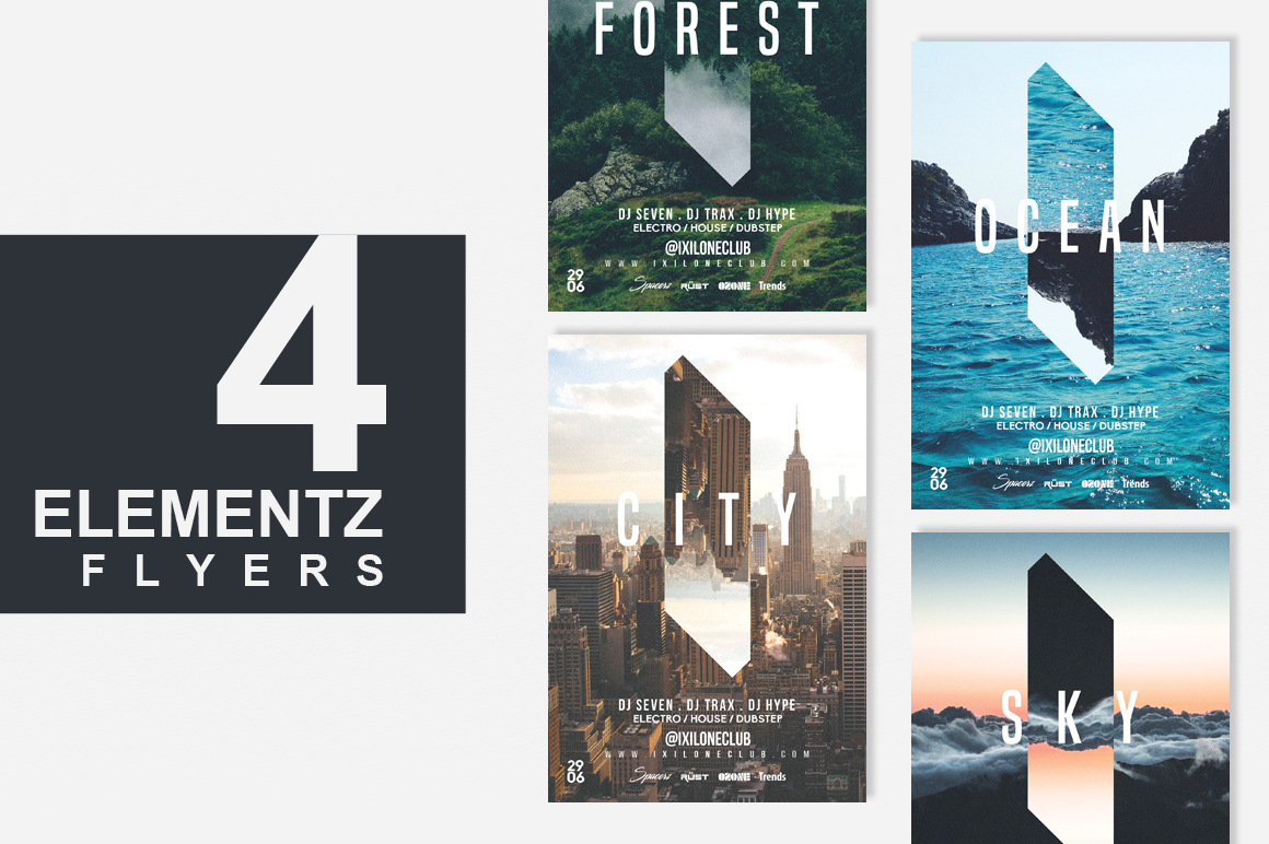 4in1 ELEMENTS Flyer Template, a Flyer Template by WG DESIGN