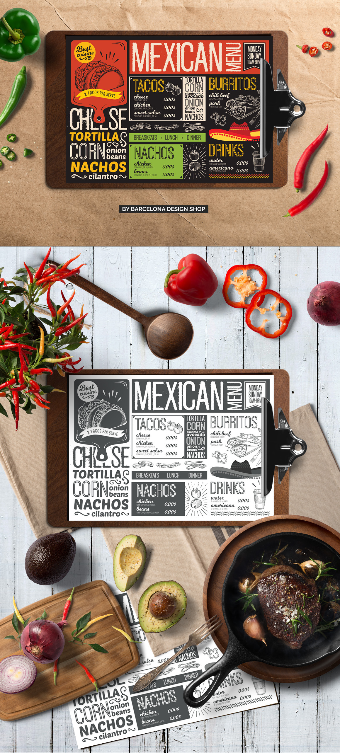 Mexican food menu template