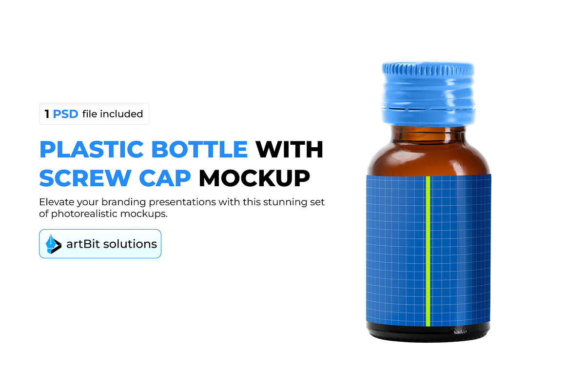 Plastic Bottle with Screw Cap Mockup