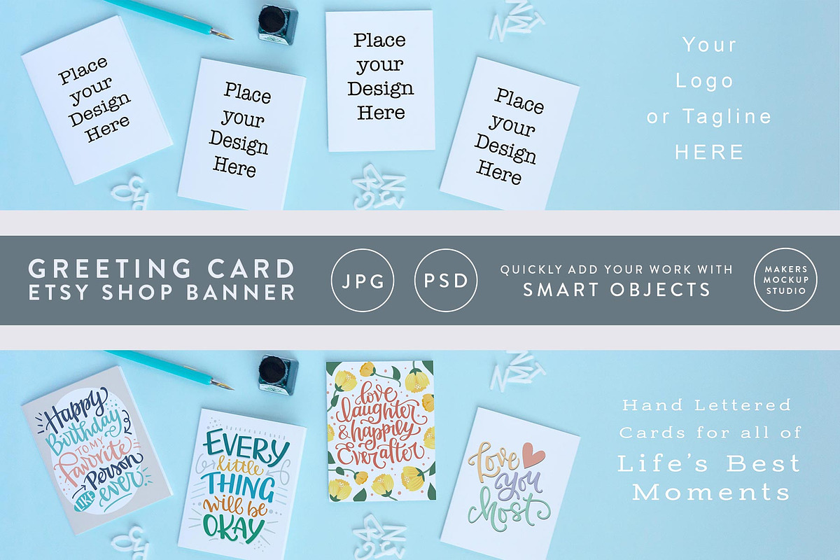 Greeting Card Etsy Shop Banner, a Product Mockup by Makers Mockup ...