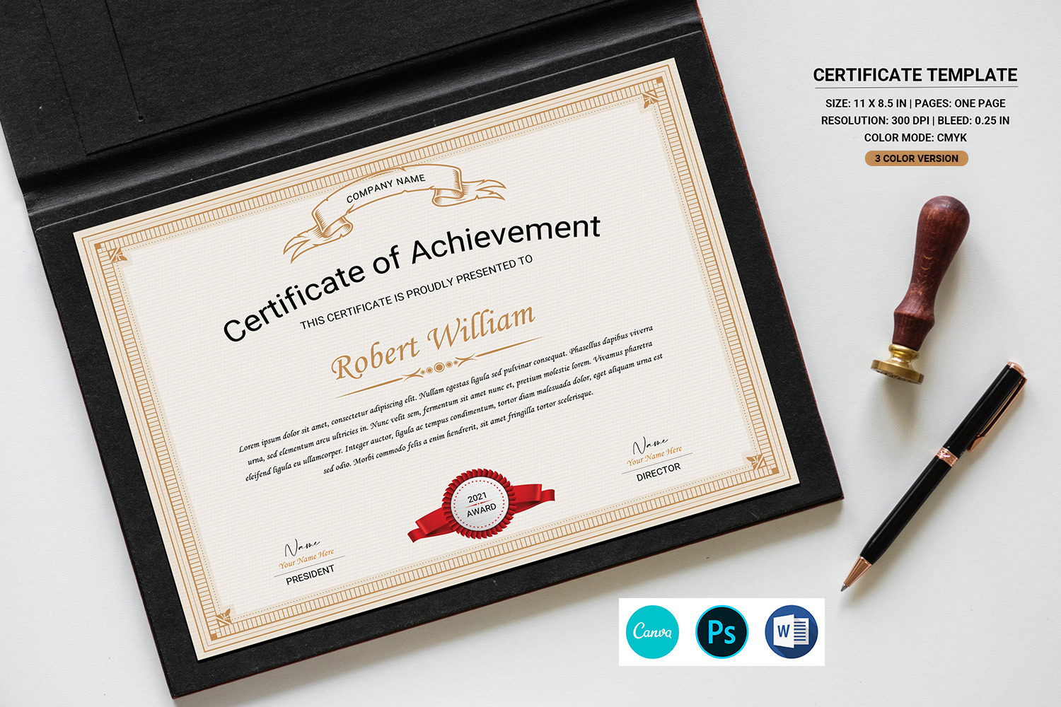 Certificate Template V11, a Stationery Template by retrographix