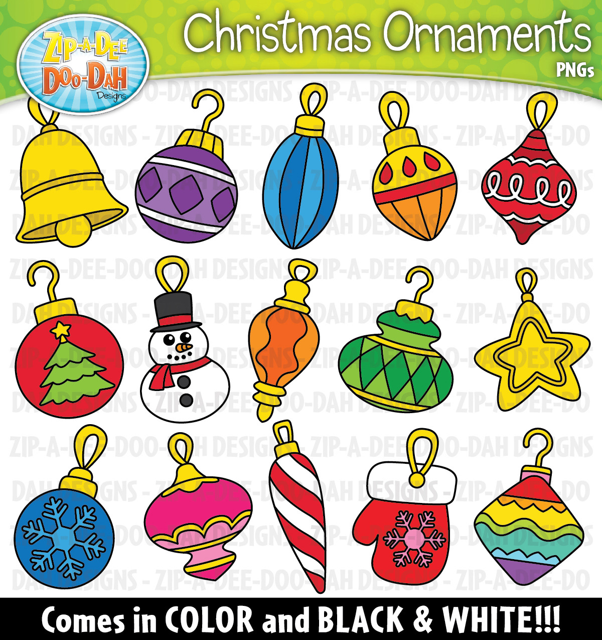 Christmas Ornaments Clipart Set, a Graphic by Zip-A-Dee-Doo-Dah Designs