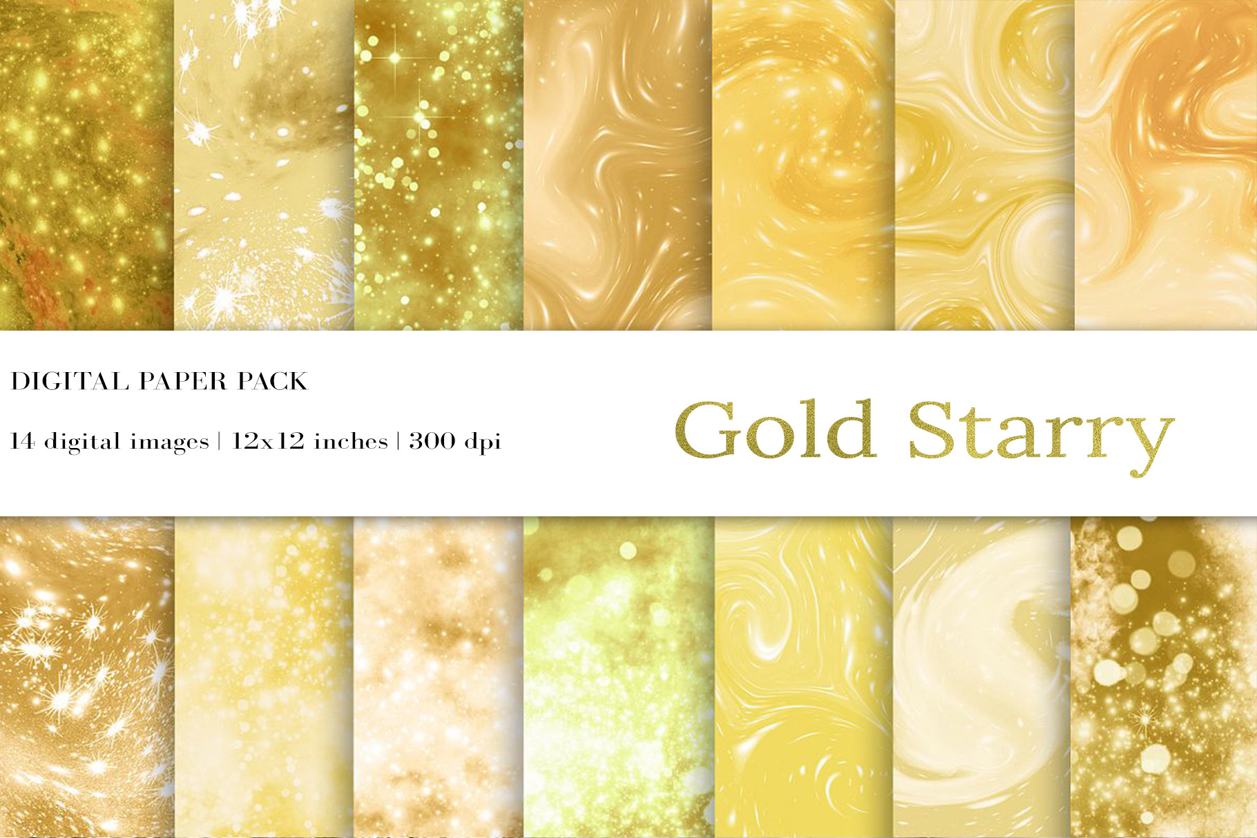 Gold Starry Digital Paper, a Texture Graphic by BonaDesigns