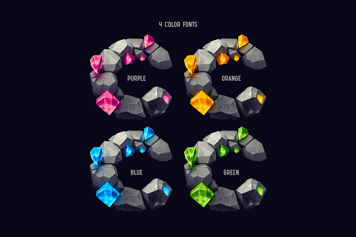 Treasure Gems - Color Bitmap Font, a Symbol Font by Gleb Guralnyk