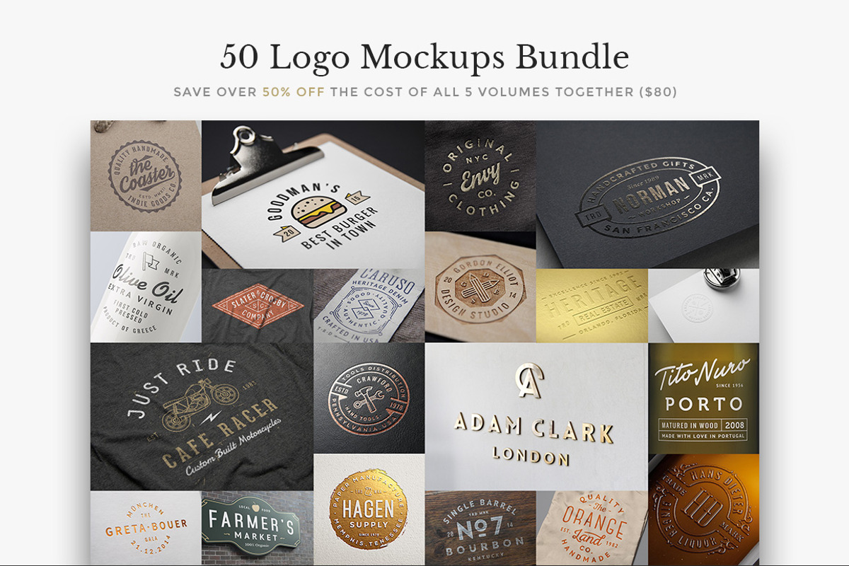 50 Logo Mock-Ups Bundle, a Product Mockup by GraphicBurger