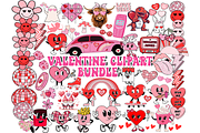 Retro Valentine day Clipart Bundle