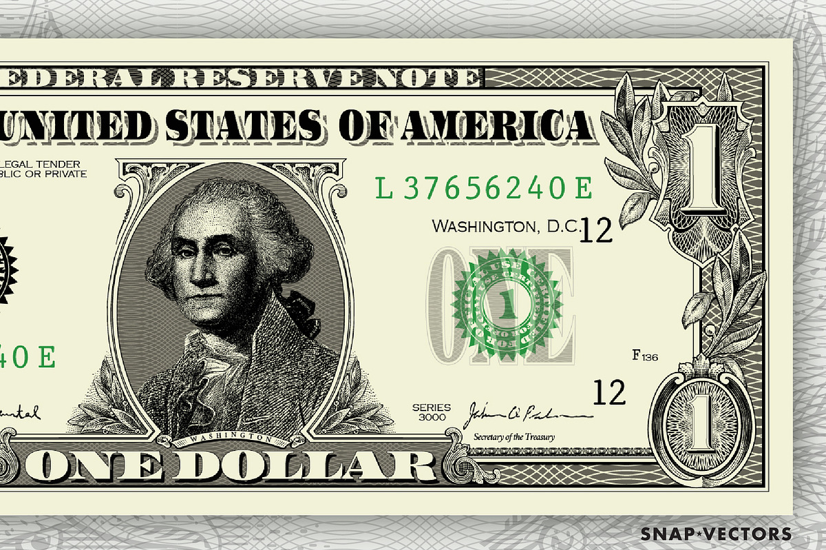 Vector One Dollar, an Illustration by Snap Vectors