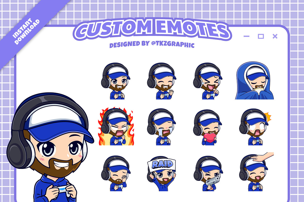 Bearded Gamer - Custom Emotes, an Emoji Icon by tkzgraphic
