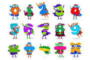 Cartoon math number superheroes, an Education Illustration by Vector ...