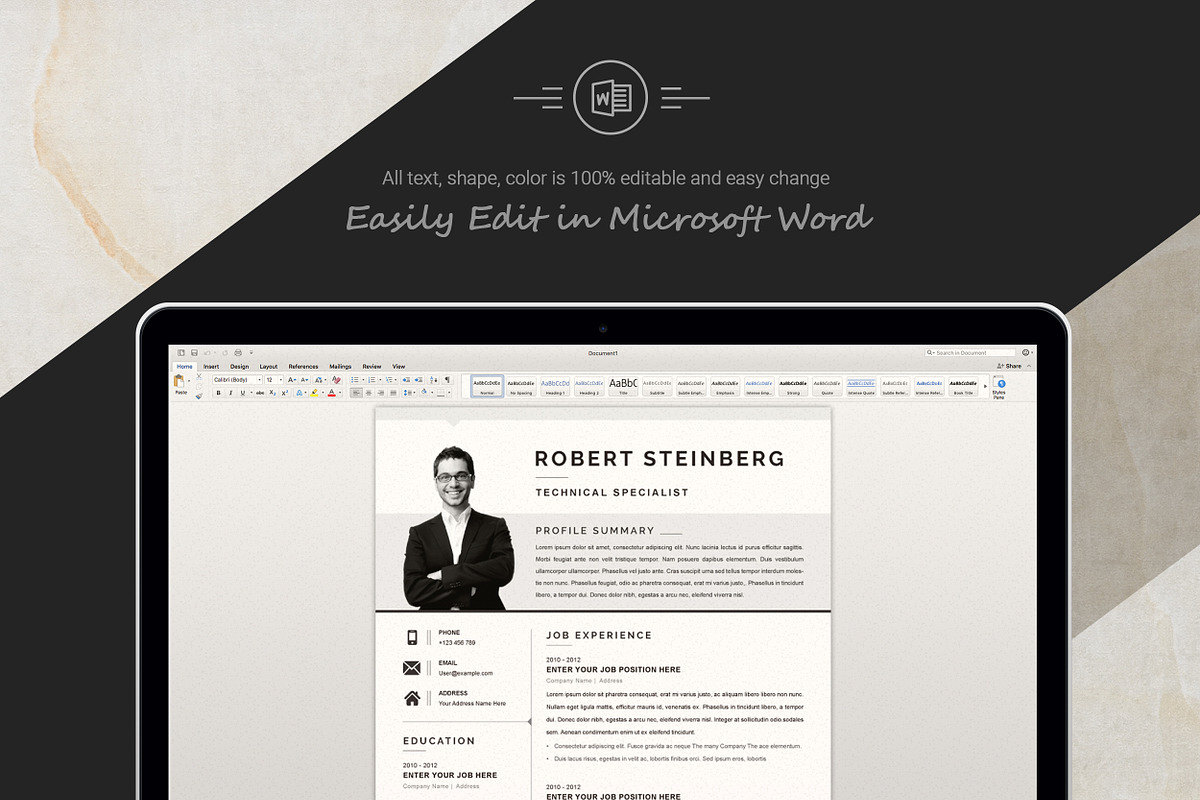 2 Page Professional Simple Resume | Creative Market