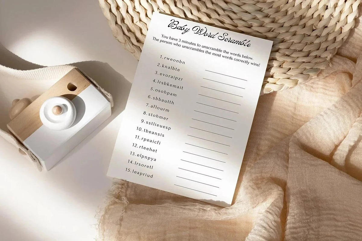 Baby Shower Word Scramble Template, a Card Template by LucaTheme