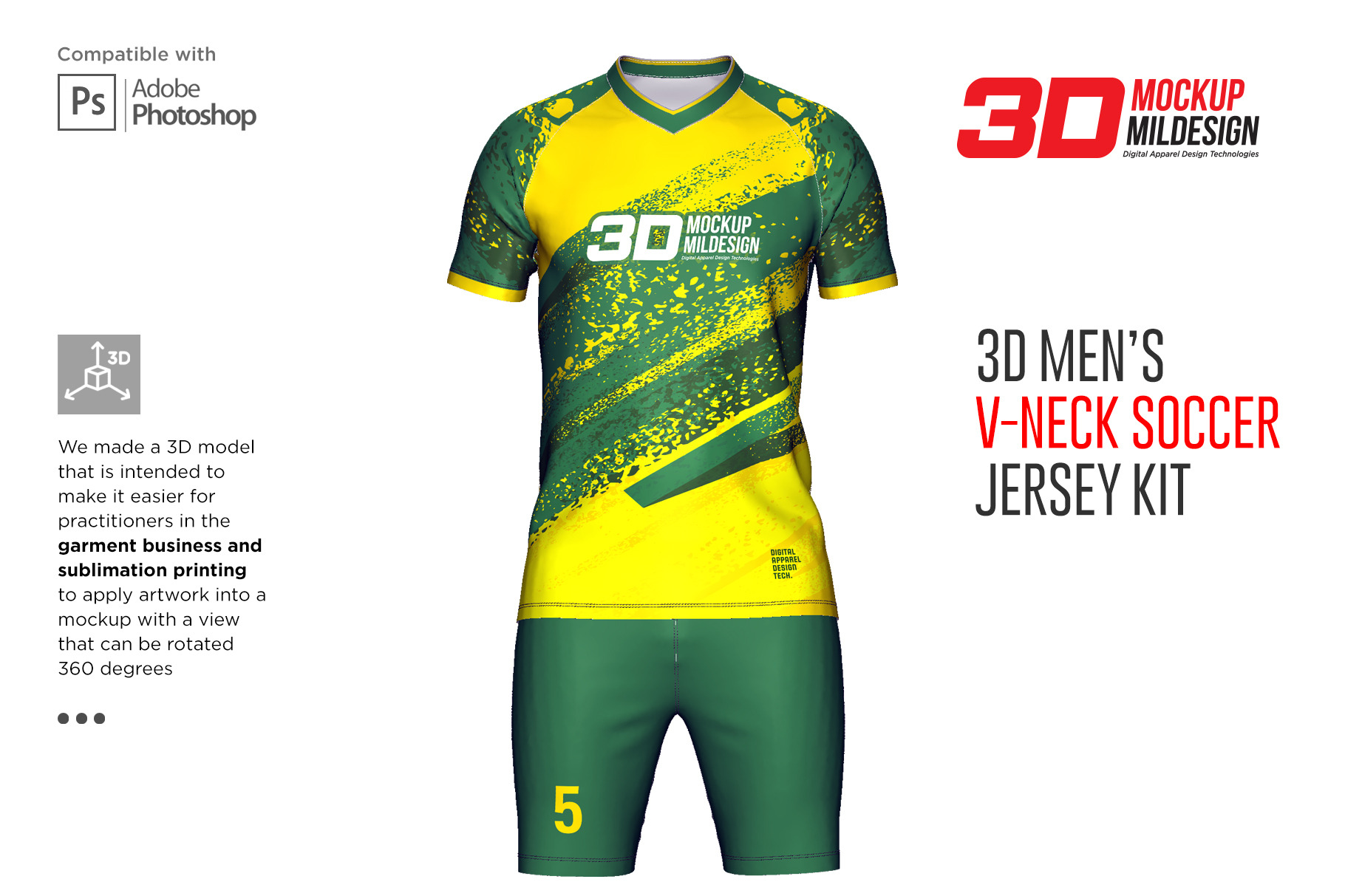 3D Soccer Jersey V-Neck Kit Mockup | Product Mockups ~ Creative Market