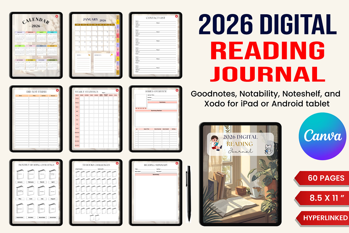 2026 All-in-One Digital Planner Bund, a Stationery Template by Designmela01