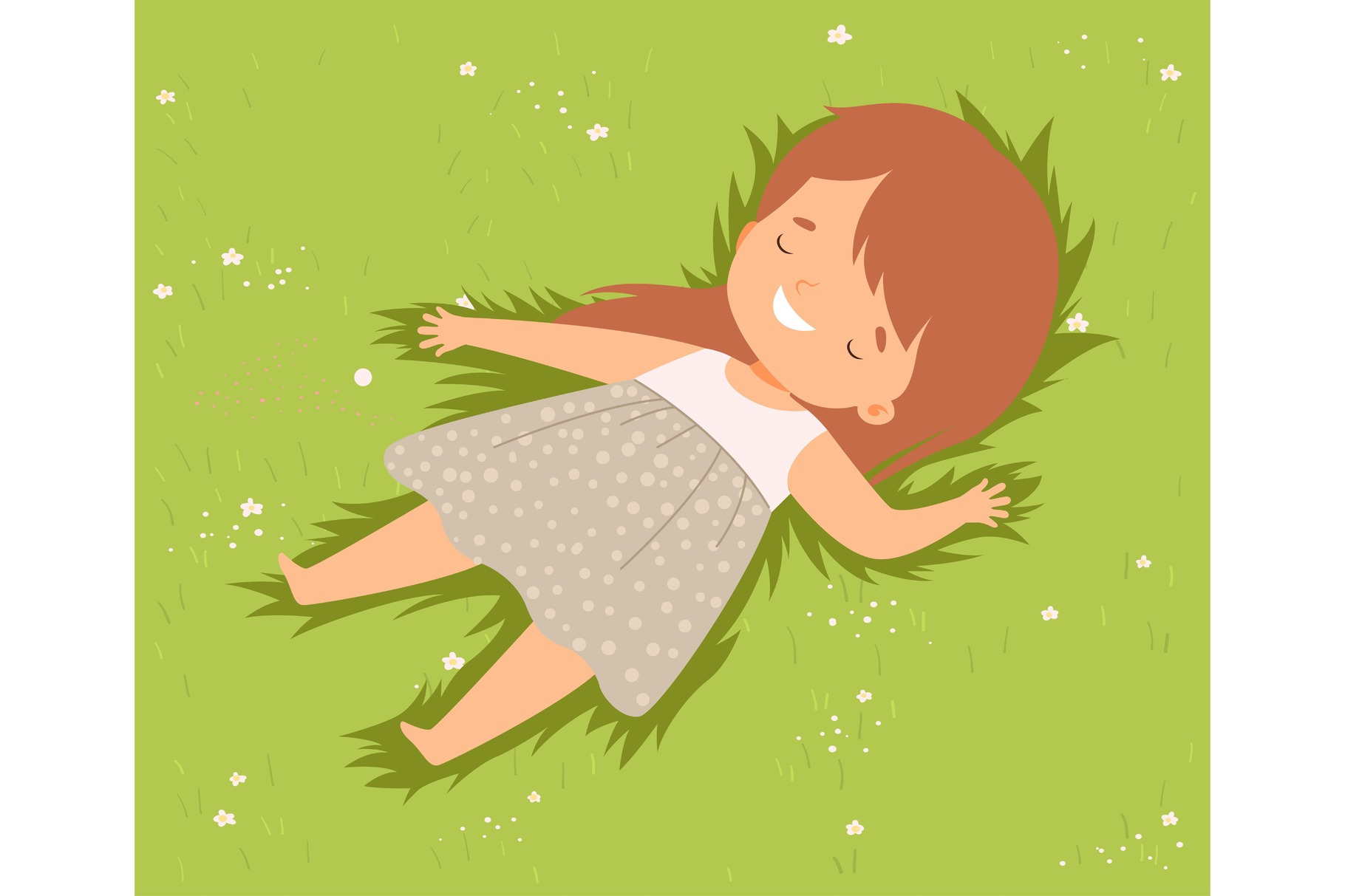 Happy Smiling Girl Lying Down on, an Education Illustration by TopVectors