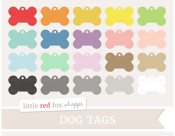 Dog Tag Clipart, an Animal Illustration by Little Red Fox Shoppe