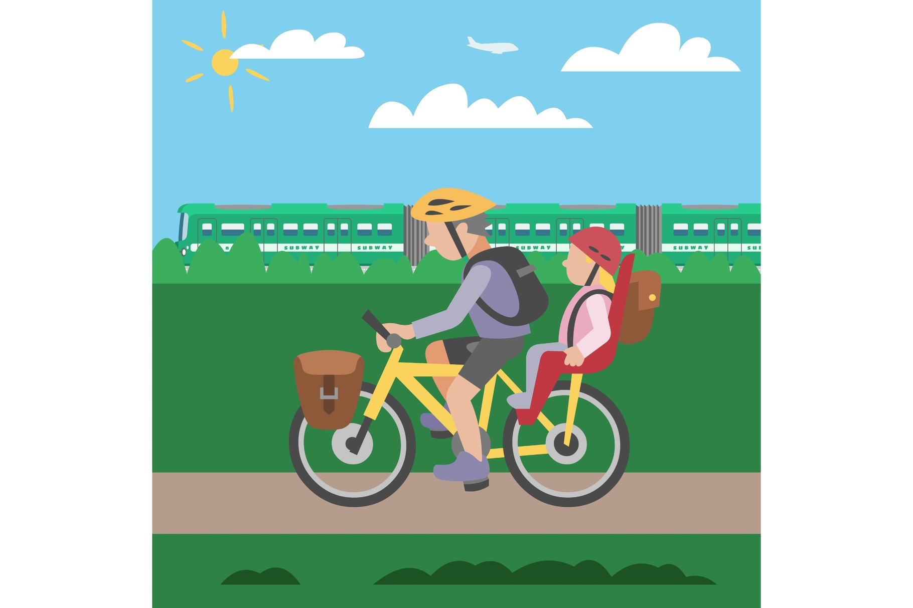 Family cycle vector poster with, a Healthcare Illustration by RocketArt