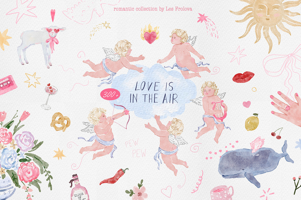 Whimsical Love Collection, an Object Illustration by Les Frolova