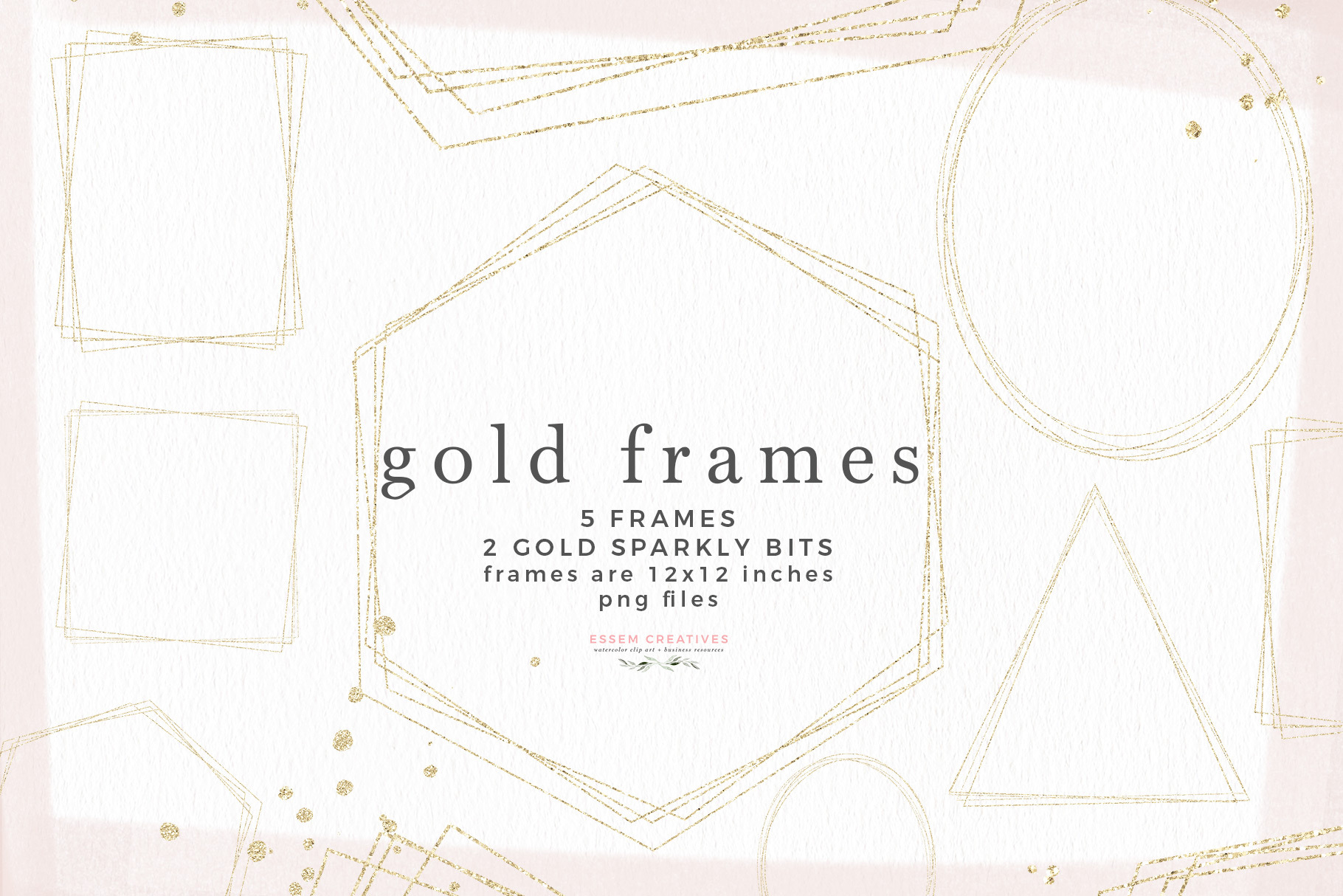 Gold Frame Clipart Glitter Geometric | Texture Illustrations ~ Creative ...