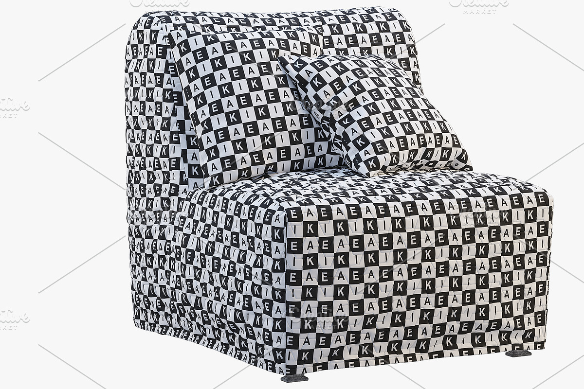 Chair-bed with pillows 3d model, a Furniture 3D Model by 3dmitruk