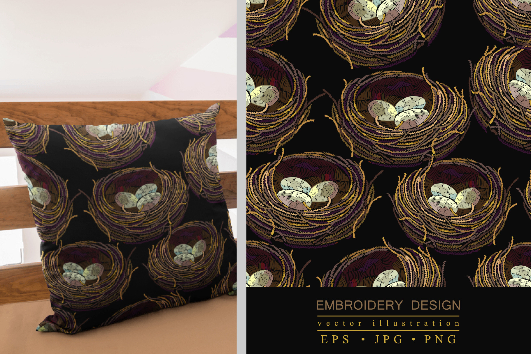 Embroidery. Bird nest pattern, a Pattern Graphic by Matrioshka