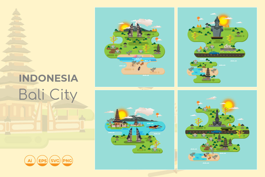 Bali City of Indonesia Vector, a Work Illustration by Sign Vector ...