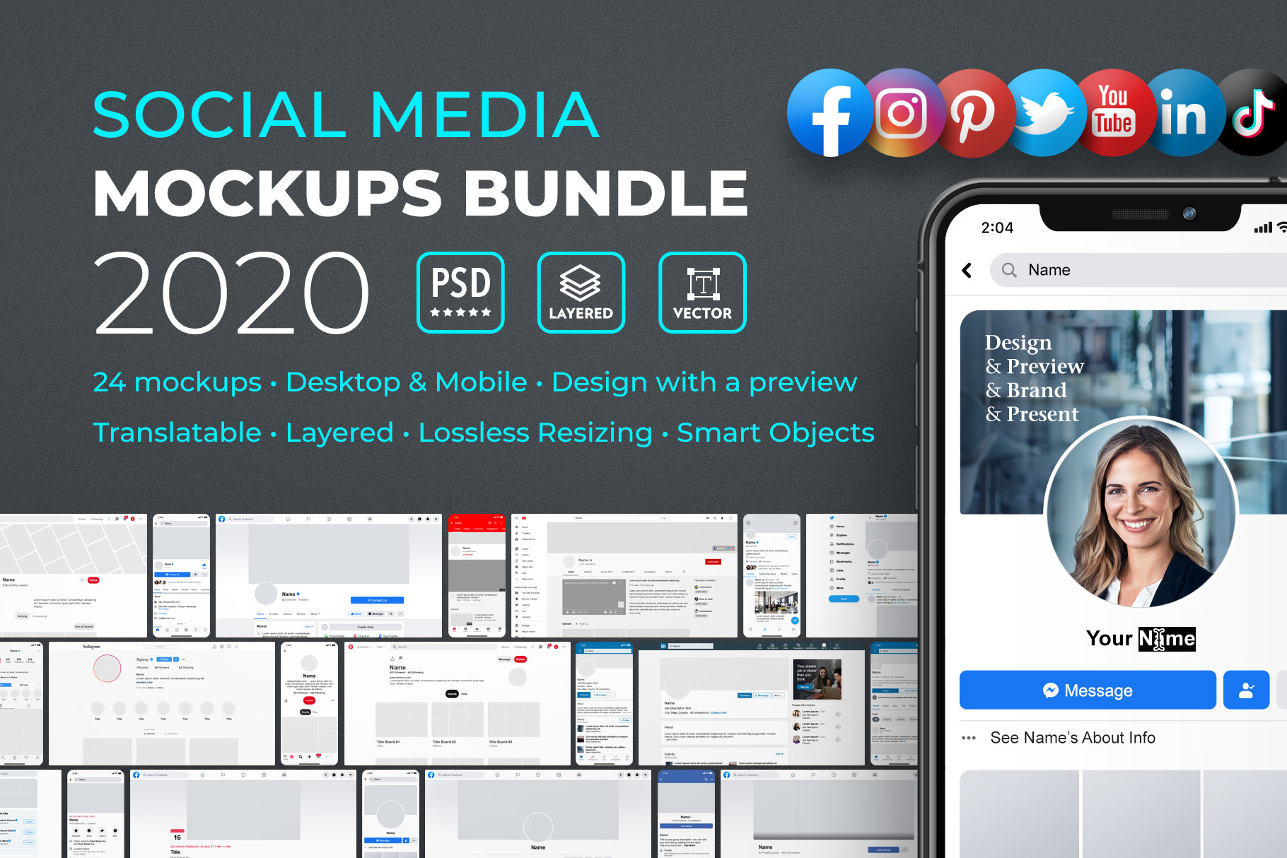 Social Media Mockups Bundle 2020, a Social Media Template by FEINGOLD