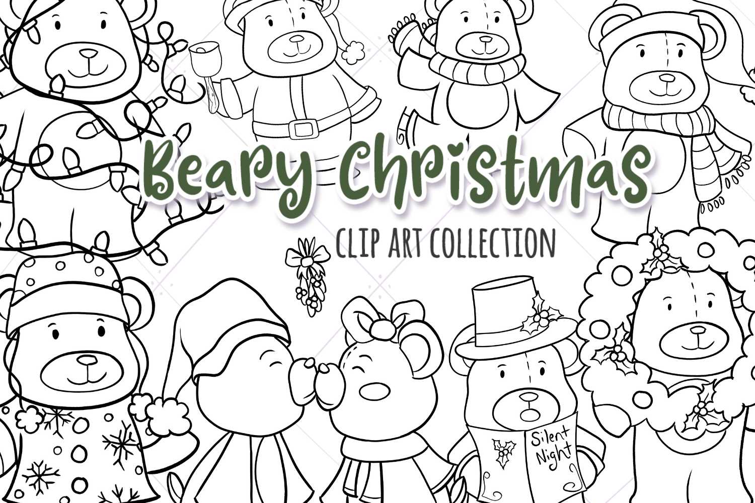 Beary Christmas Digital Stamps, an Illustration by Keepin' It Kawaii