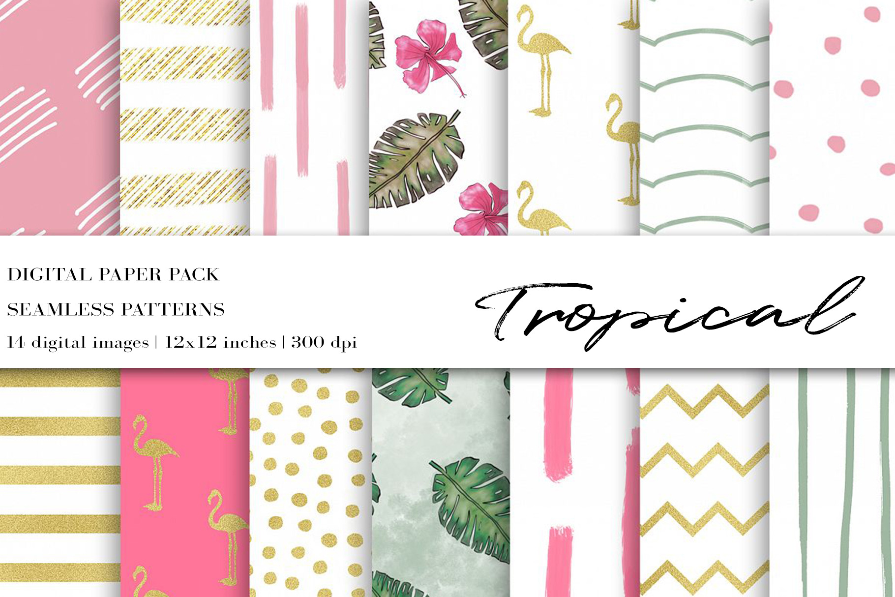 Tropical Summer Digital Papers, a Texture Graphic by BonaDesigns