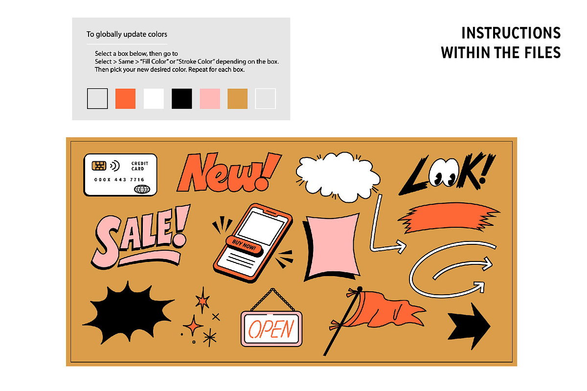 Sale/Shop Sticker Illustration Pack