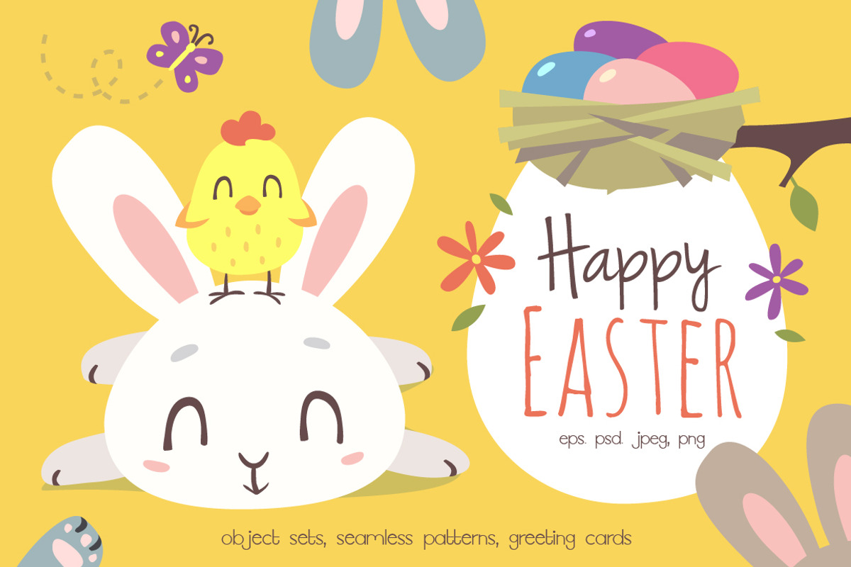 Happy Easter Cartoon Set, an Animal Illustration by SunnyWS