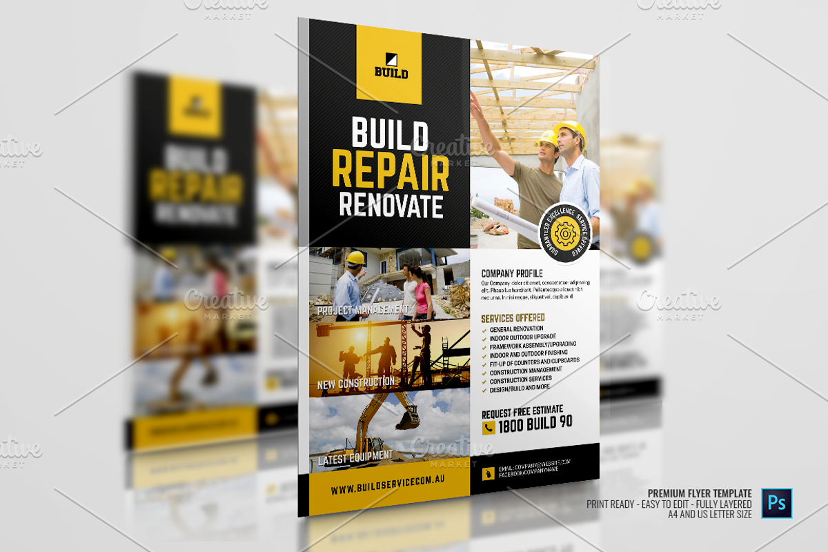 Builder and Construction Flyer, a Flyer Template by PSDPixel
