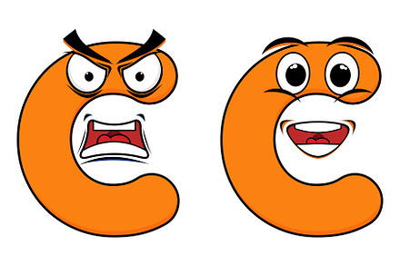 Letter R, Angry and Happy Character, an Illustration by REDVY CREATIVE