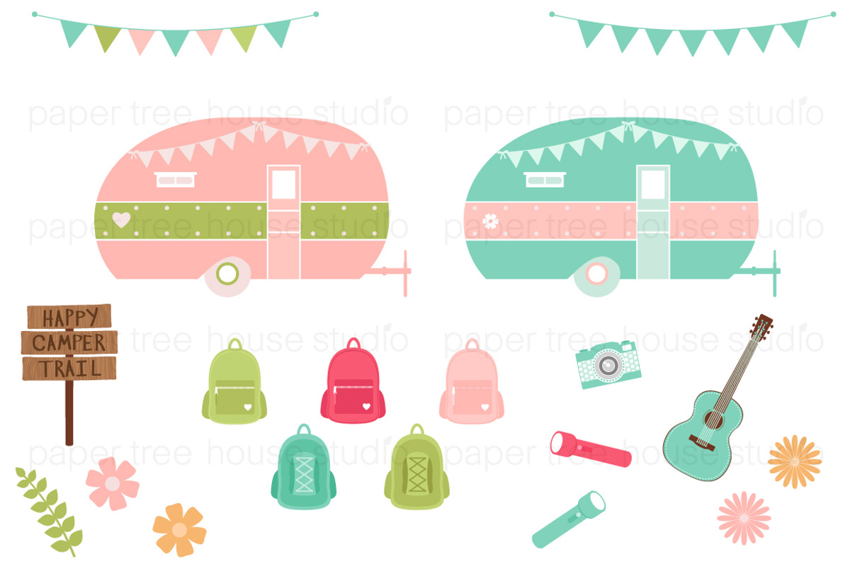 Happy Camper Bundle -Seamless Vector, an Illustration by Paper Tree ...
