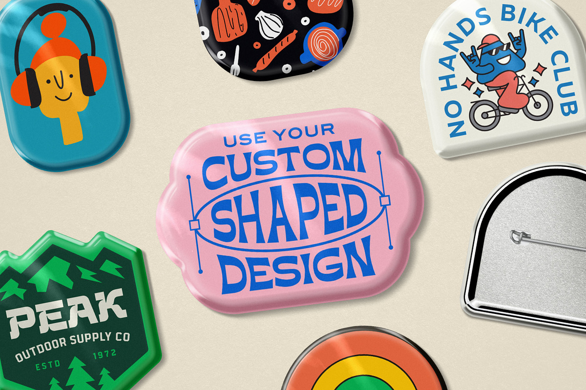 Custom Shape Badge Creator, a Merchandise Mockup by mockstar