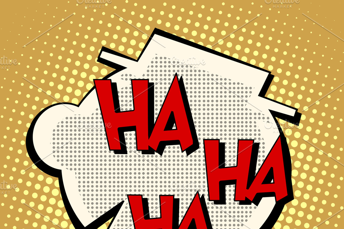 Comic bubble head laughter ha, an Illustration by studiostoks