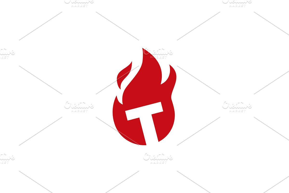 t letter fire flame logo vector icon, a Branding & Logo Template by ...