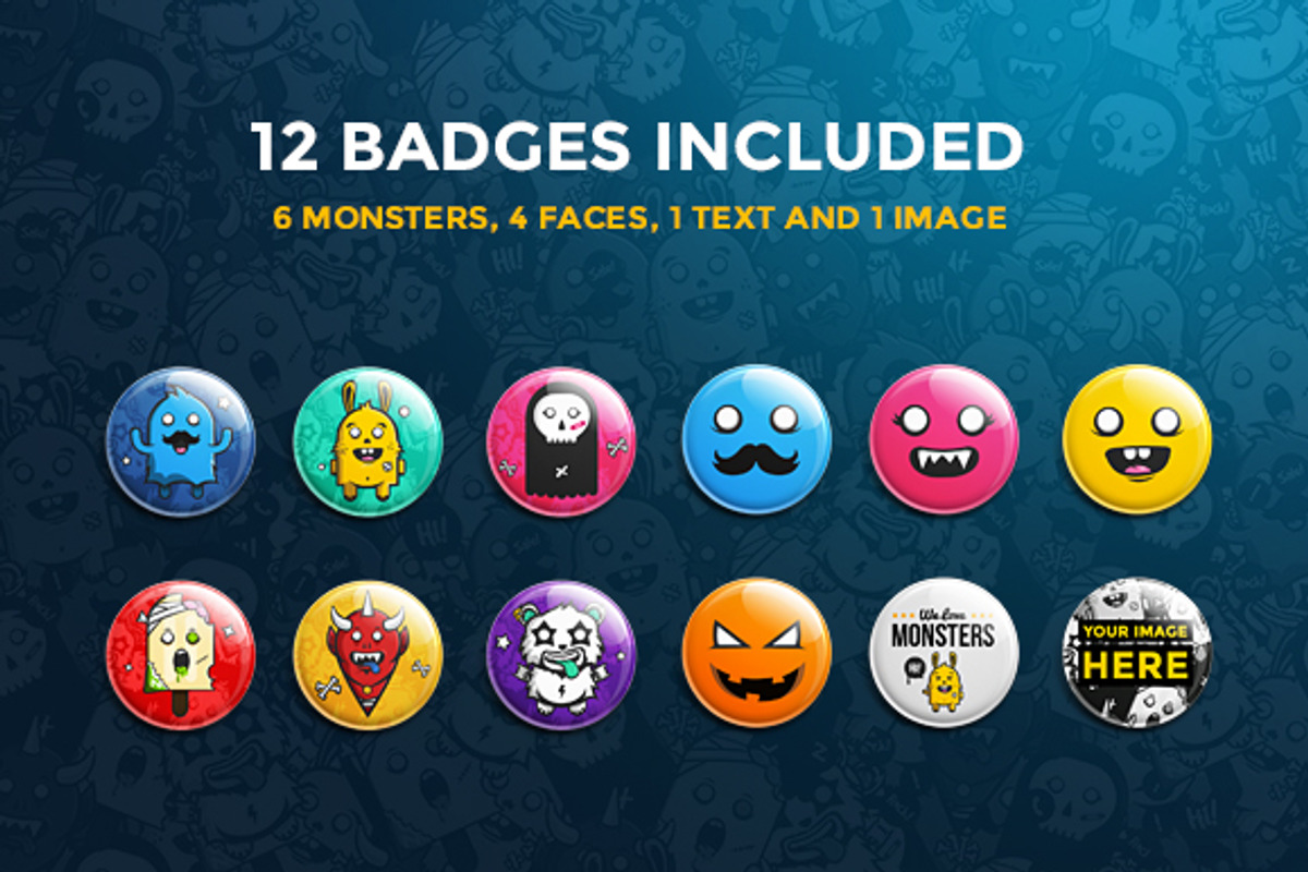Monsters Badge Set, an Object Graphic by Odin_Design