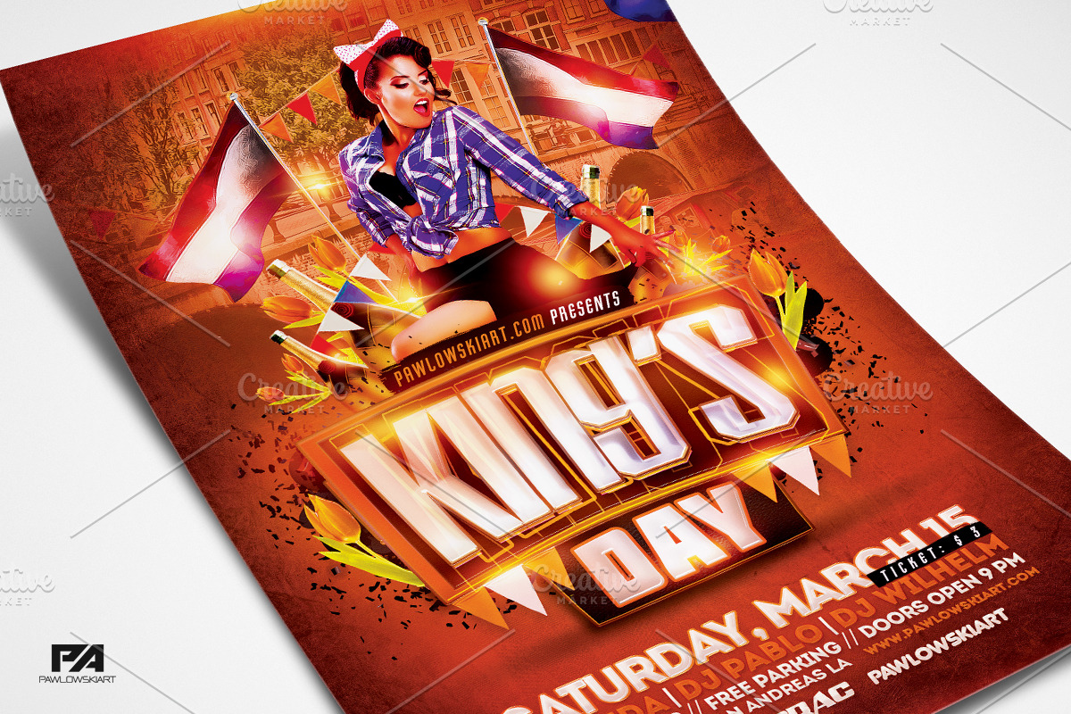 King's Day / KoningsDag Party Flyer, a Flyer Template by PawlowskiArt
