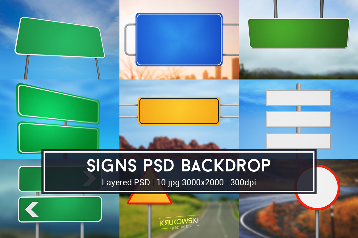 Road Sign PSD Backdrop, a Texture Graphic by Krukowski Graphics
