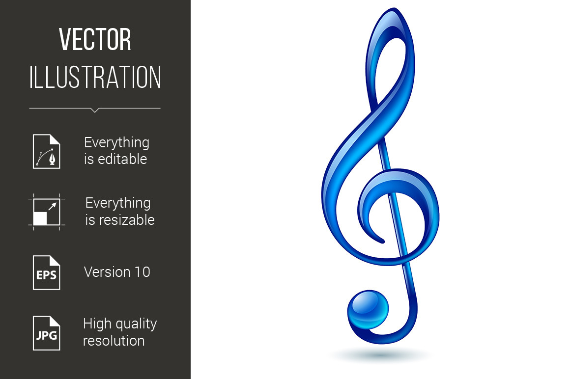 Blue treble clef, a Graphic by DvargShop