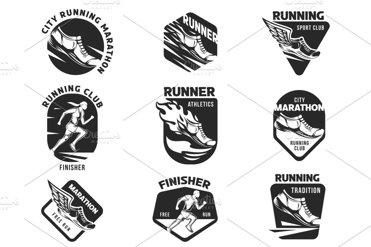Running badges, a Healthcare Illustration by CGterminal | Creative Market