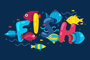 Fish typography poster, booklet | Animal Illustrations ~ Creative Market