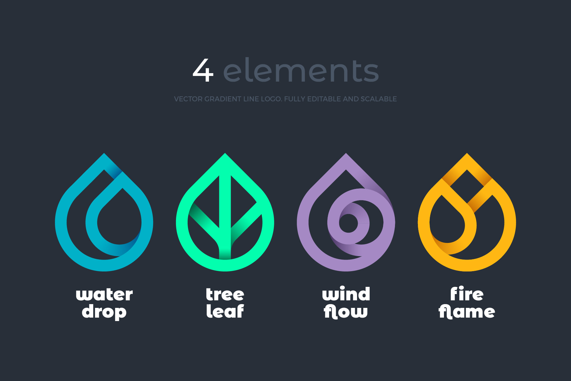 Nature elements. 4 gradient logo, a Branding & Logo Template by Magda