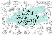 Diving doodles, patterns, lettering. | Illustrations ~ Creative Market