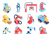 Robot automation isometric set, an Icon by Macrovector