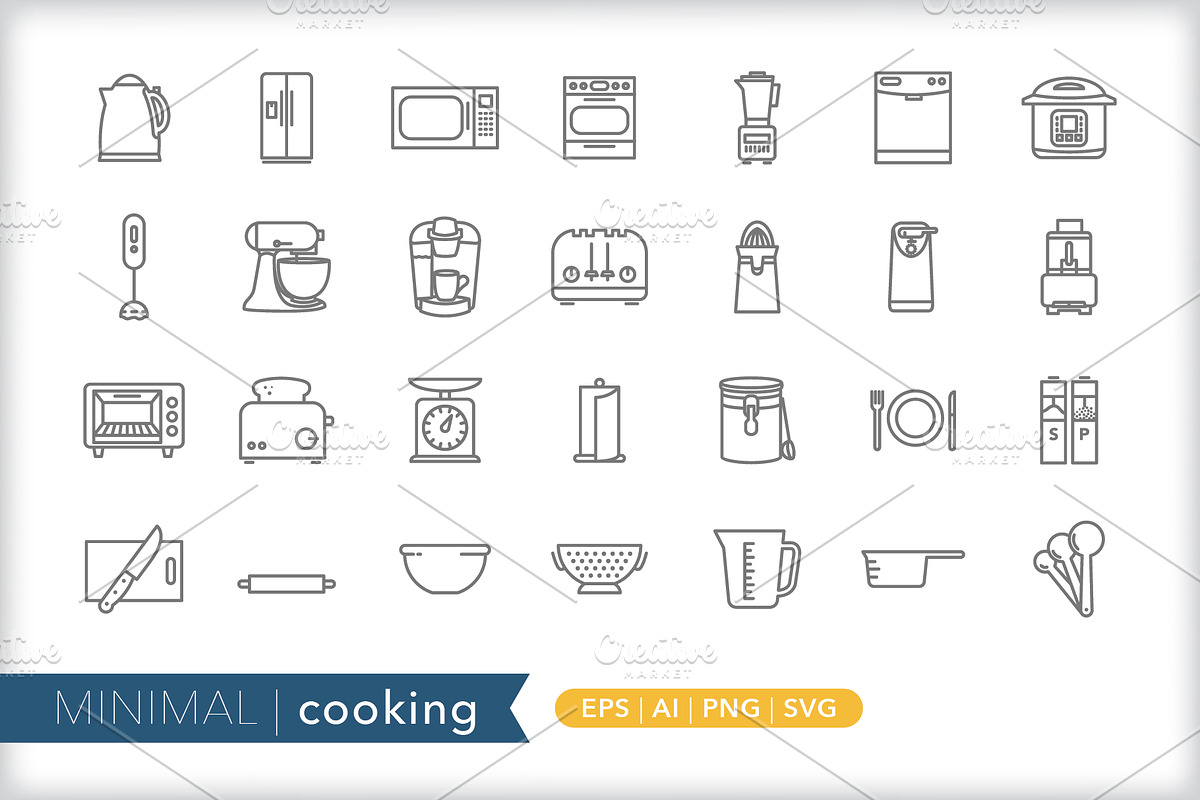 Minimal cooking icons, an Outline Icon by Picture Window