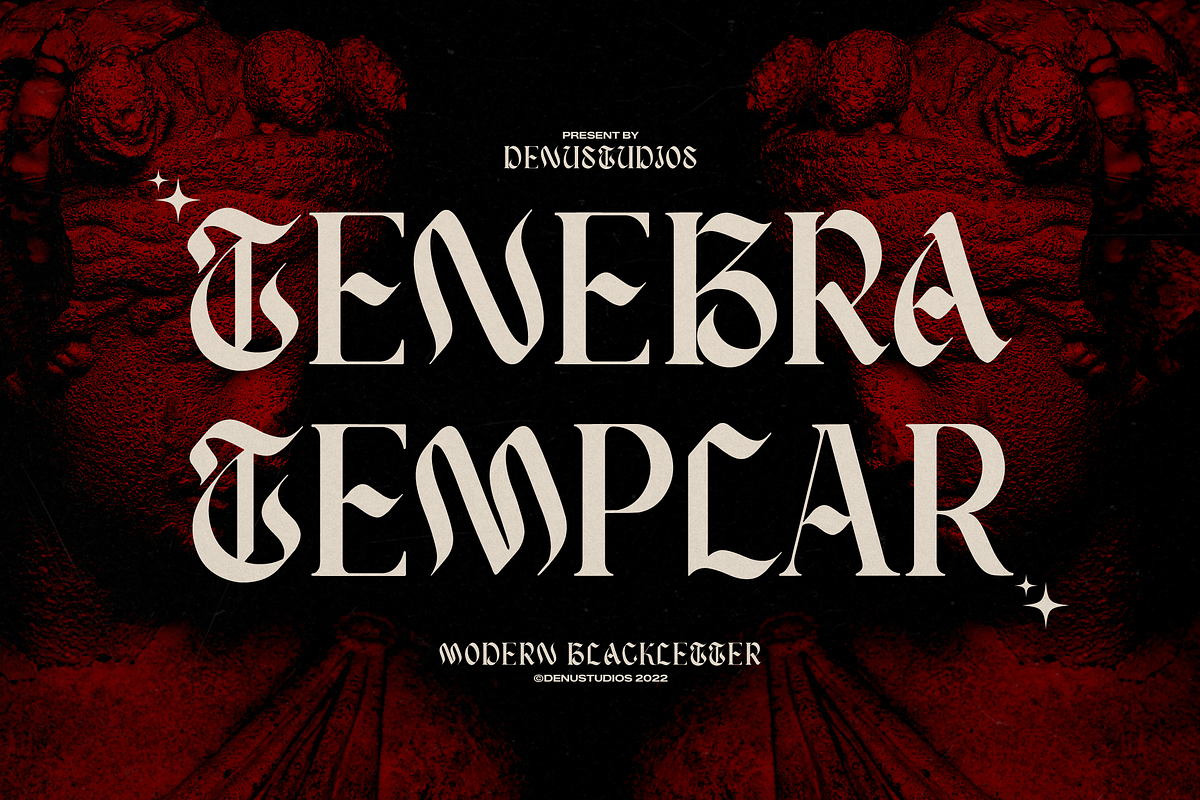 Tenebra Templar Blackletter Typeface, a Blackletter Font by Denustudios