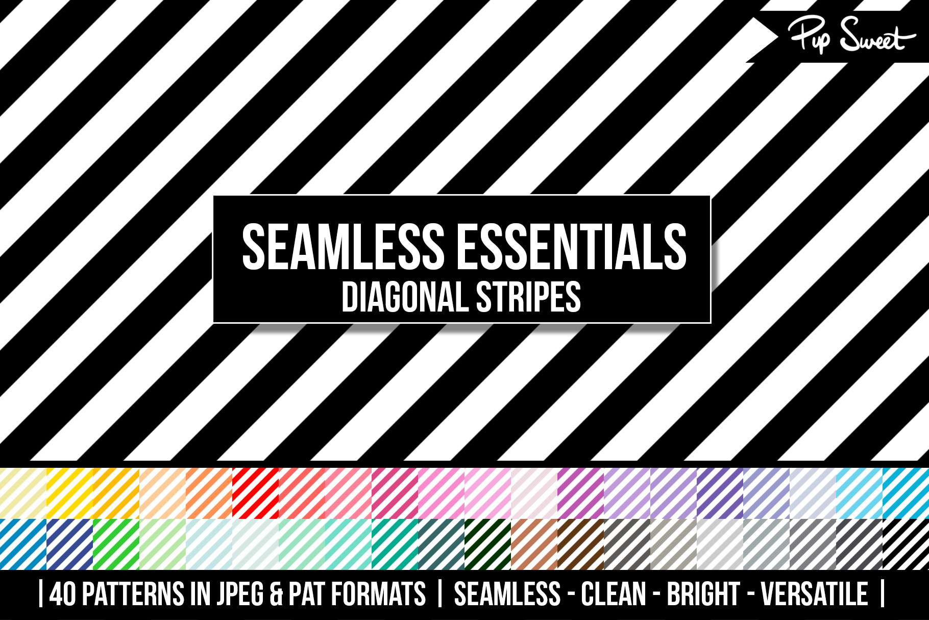 40 Seamless Diagonal Stripe Set, a Pattern Graphic by Pip Sweet