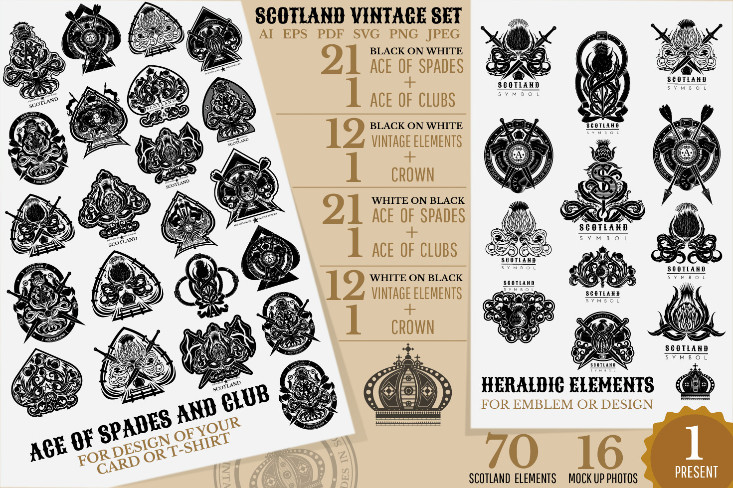 Scotland Set of Spades & elements, an Object Graphic by boordon