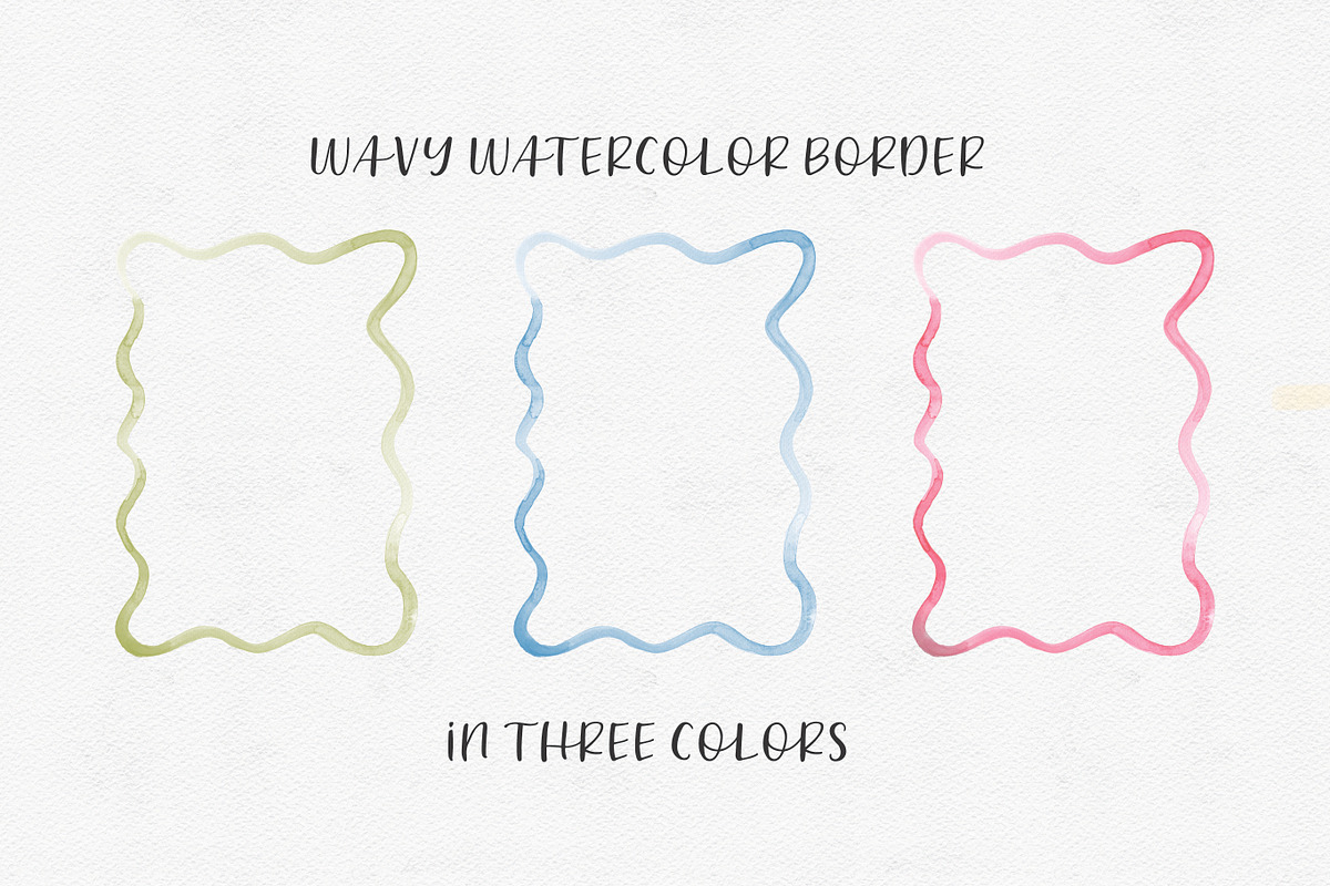 3 Wavy Watercolor Frames, an Object Graphic by Design by Laney